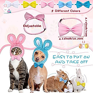 20 Pcs Easter Costume Set Bunny Ears Costume for Dogs Cats 10 Bunny Rabbit Hat with Ears Bunny Ears Pet Headband 10 Bowtie Collar Hats for Cats Small Dogs Costume Accessory