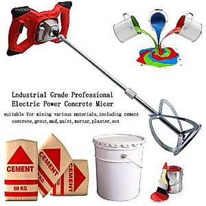 CXCESNS 2100W Electric Portable Concrete Mixer, for Mixing Cement Slurry, Mortar, Paint Coating, 6-Speed Adjustment Function, Hand-Held Concrete Mixer With Rod