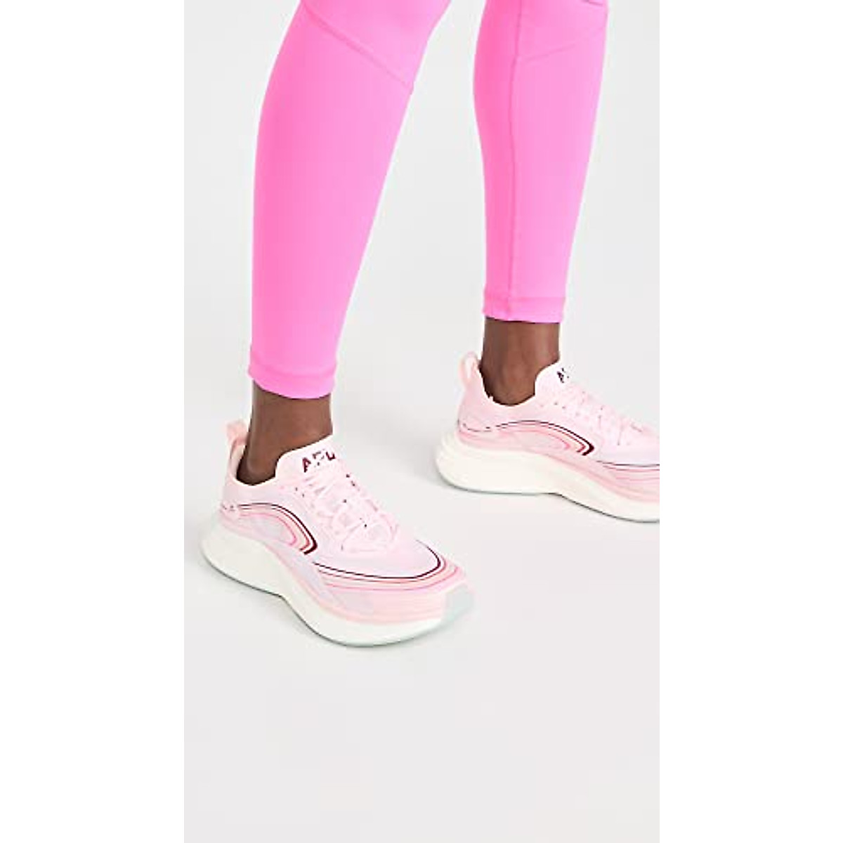 APL: Athletic Propulsion Labs Women's Streamline Sneakers, Bleached Pink/Burgundy/White, 10.5 Medium US