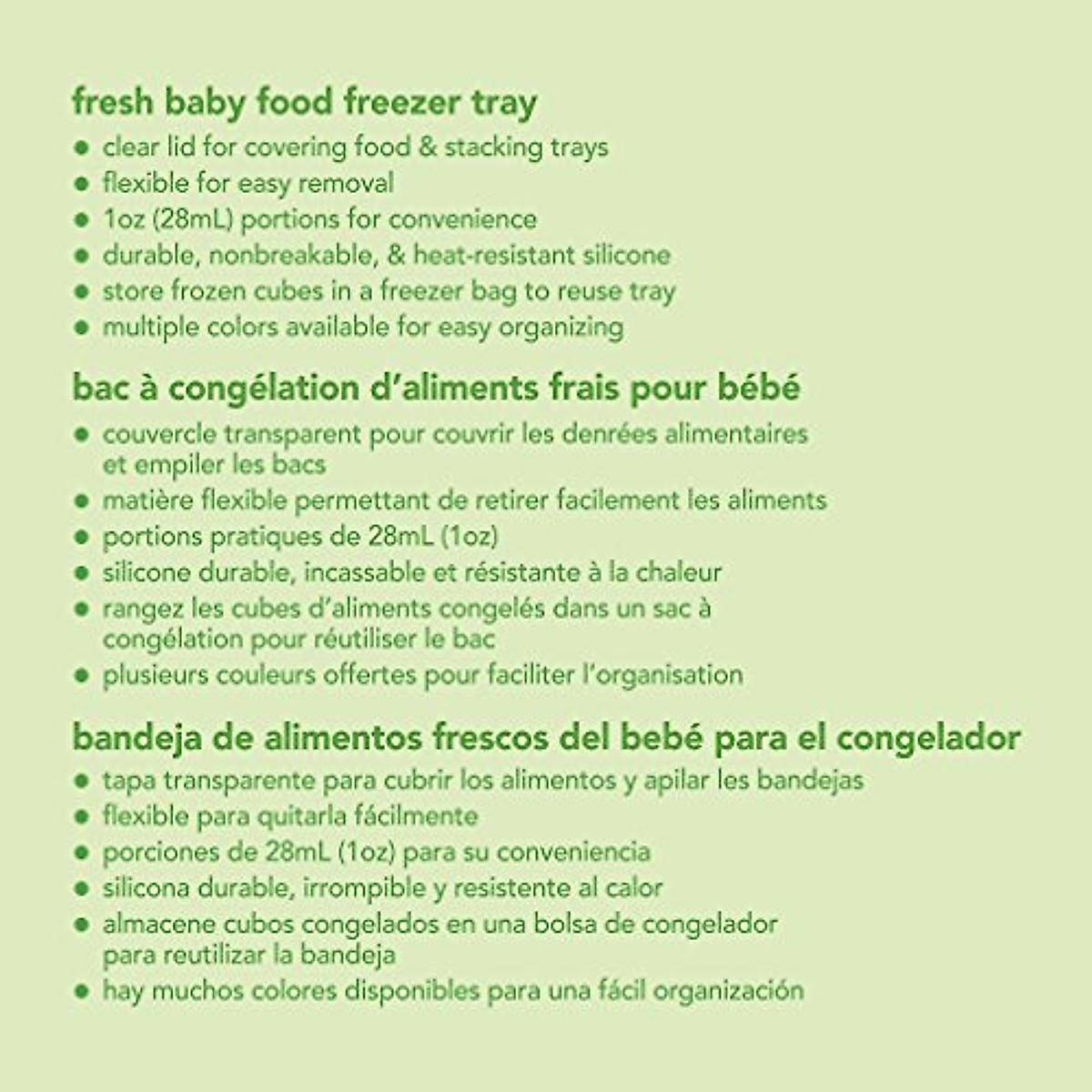 green sprouts Fresh Baby Food Freezer Tray | Perfectly portioned for baby's first feedings | Clear lid for covering food & stacking trays, Flexible for easy removal, Dishwasher safe, Aqua