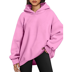 AUTOMET Womens Oversized Hoodies Fleece Sweatshirts Hooded Pullover 2024 Fashion Fall Clothes Trendy Outfits Winter Sweater Pink
