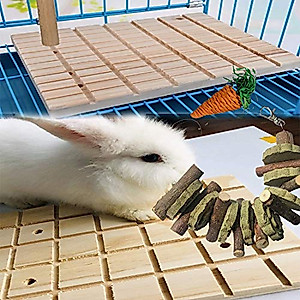 kathson Bunny Chew Toys for Teeth Grinding,Rabbit Wooden Scratch Board Feet Pad Rotatable Pet Play Toy for Chinchilla Guinea Pigs Other Rodent Pets (2 Pack Rabbit Treat)