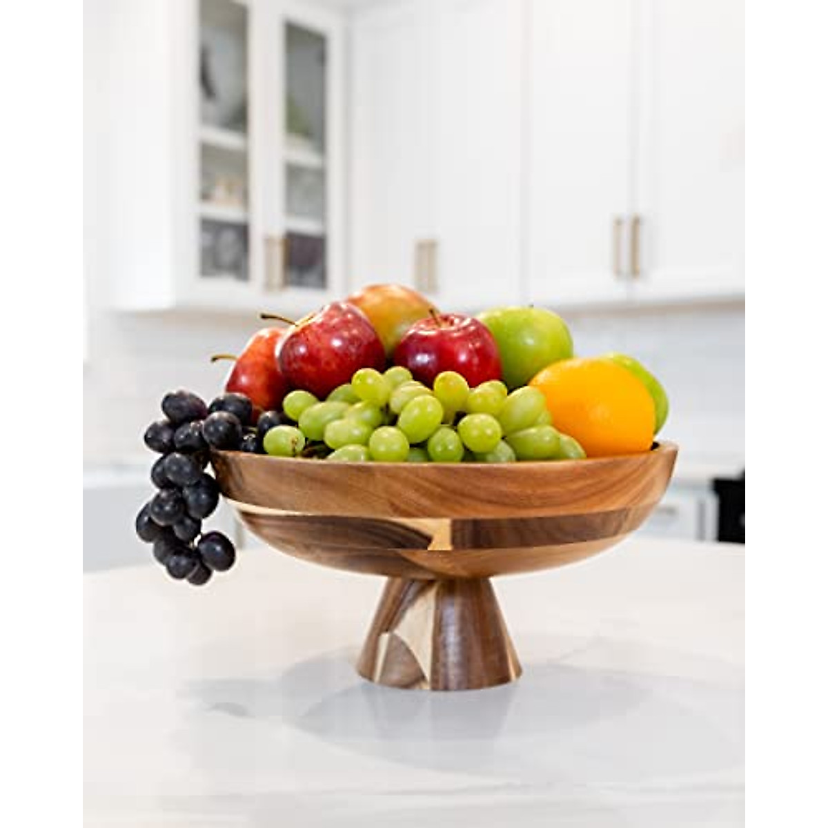 MOXY BARE Wooden Fruit Bowl for Kitchen Counter | Wood Bowl for Décor | Decorative Pedestal Bowl for Dinning Table Centerpiece | Wood Bowl for Coffee Table & Holiday Décor | Acacia Wood