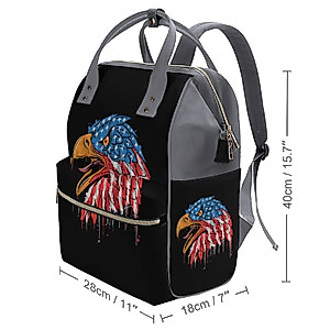 Eagle Independence USA Flag Diaper Bag Backpack Large Capacity Mommy Bags Multifunction Nappy Bag Travel Back Pack Gray-Style