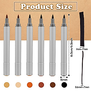 6 Pack Dual Tip Leather Dye Marker Pens Leather Touch up Pen Shoe Marker Leather Flow Leather Marking Pen for Furniture Scratches Shoe Repair Kit Paint Marking, 6 Colors