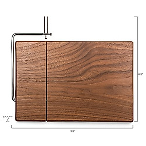 TOSCANA - a Picnic Time Brand Meridian Black Walnut Cutting Board with Cheese Slicer 12 x 10 x 12