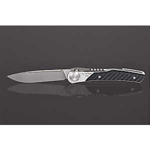 Roger Orfevre Le Thiers Made In France Stainless Steel Actilam T3 Forged Folding Pocket Knife With Locking System, 3.5-in (7.6cm), Charcoal Handle