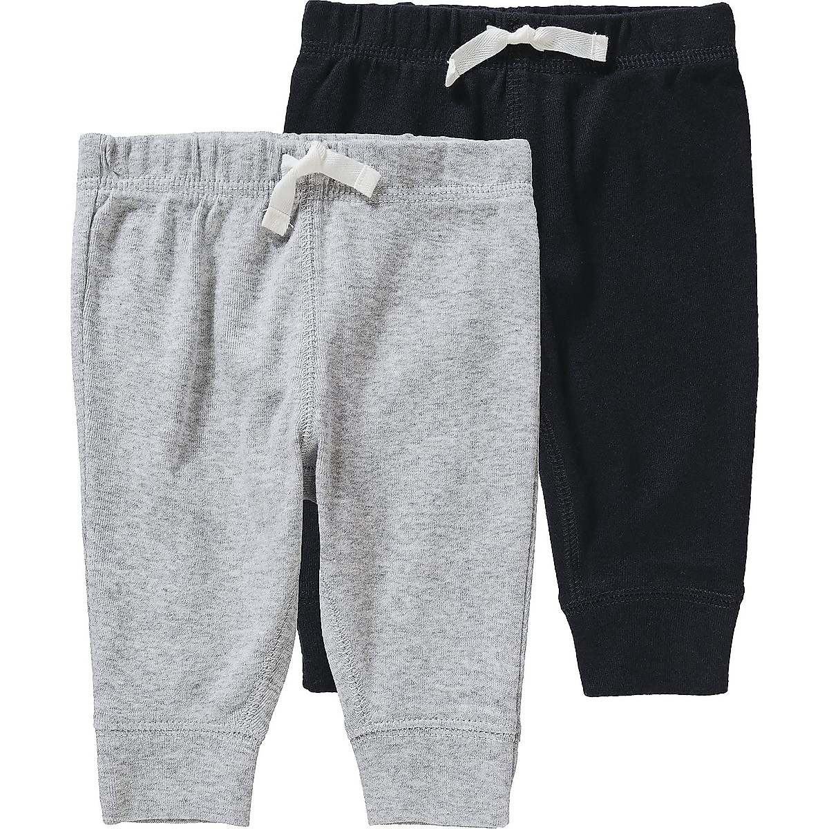 Carter's Baby Boys 2-Pack Pull-On Pants (Black/Heather, 12 Months)