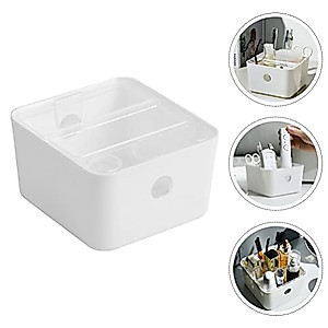 Cabilock Multi- Functional Plastic Tabletop Boxes Bathroom Drawer Organizer Bins Tabletop Makeup Organizer Plastic Storage Display Boxes for Dresser Vanity Bathroom Kitchen (White)