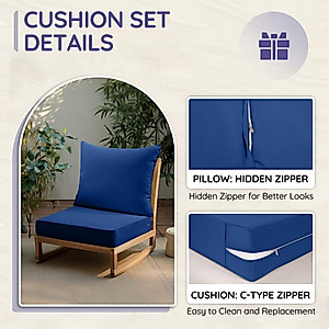 Sutteles Deep Seat Patio Cushions, Outdoor Chair Cushion Set, Patio Furniture Cushion with Removable Cover, Suitable for Patio Outdoor Furniture 24 x24 in (Navy)