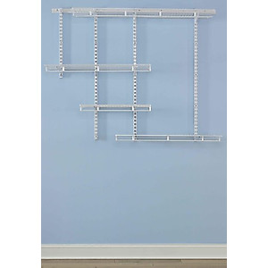 Rubbermaid FastTrack Multi-Purpose Closet Shelving Kit, White, Adjustable, Pantry Storage/Organization for your Clothes/Shoes/Food/Cleaning Supplies