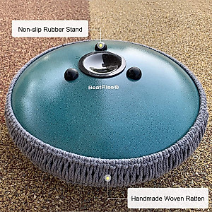 BeatRise Tongue Drum 13 Inch 15 Notes Steel Tongue Drum Professional Steel Drum Handpan Percussion Instrument with Travel Bag Rope and Mallets for Mind Healing Yoga (Emerald Green)