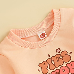 Thanksgiving Outfit for Toddler Baby Girl Pumpkin Pie Crewneck Shirts Sweatshirt Pants Thanksgiving Clothes (Pink -Pies before guys, 2-3 Years)