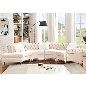 Legend Vansen Curved Modular Sectional Sofa,Velvet Couch with Rolled Arms,4-Seater Semicircle Couch Suitable for Living Room and Bedroom