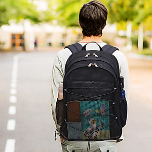 Heavy Duty Mesh Backpack, See Through School Backpack, Mesh Book Bag with Bungee Cord & Adjustable Padded Straps, for Work, School, Travel