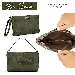 JuJuBe | Be Quick Shoulder Bag/Wristlet Purse Organizer for Travel or Diaper Bag | Camo Green