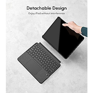 CHESONA Magnetic Detachable iPad Pro 12.9-inch (6th gen - 2022) Keyboard Case, Multi-Touch Trackpad, 7-Color Backlit, Magnetic Bluetooth Keyboard with Kickstand for iPad Pro 12.9 6th/5th/4th/3rd Gen