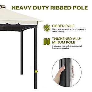 10x10 Gazebo with Mosquito Netting and Sand Bag, Aluminum Pole Outdoor Gazebo with Polyester Top, Fireproof Enclosure & Waterproof Screen Patio Tent, Garden Pavilion for Backyard, Lawn (Cream)