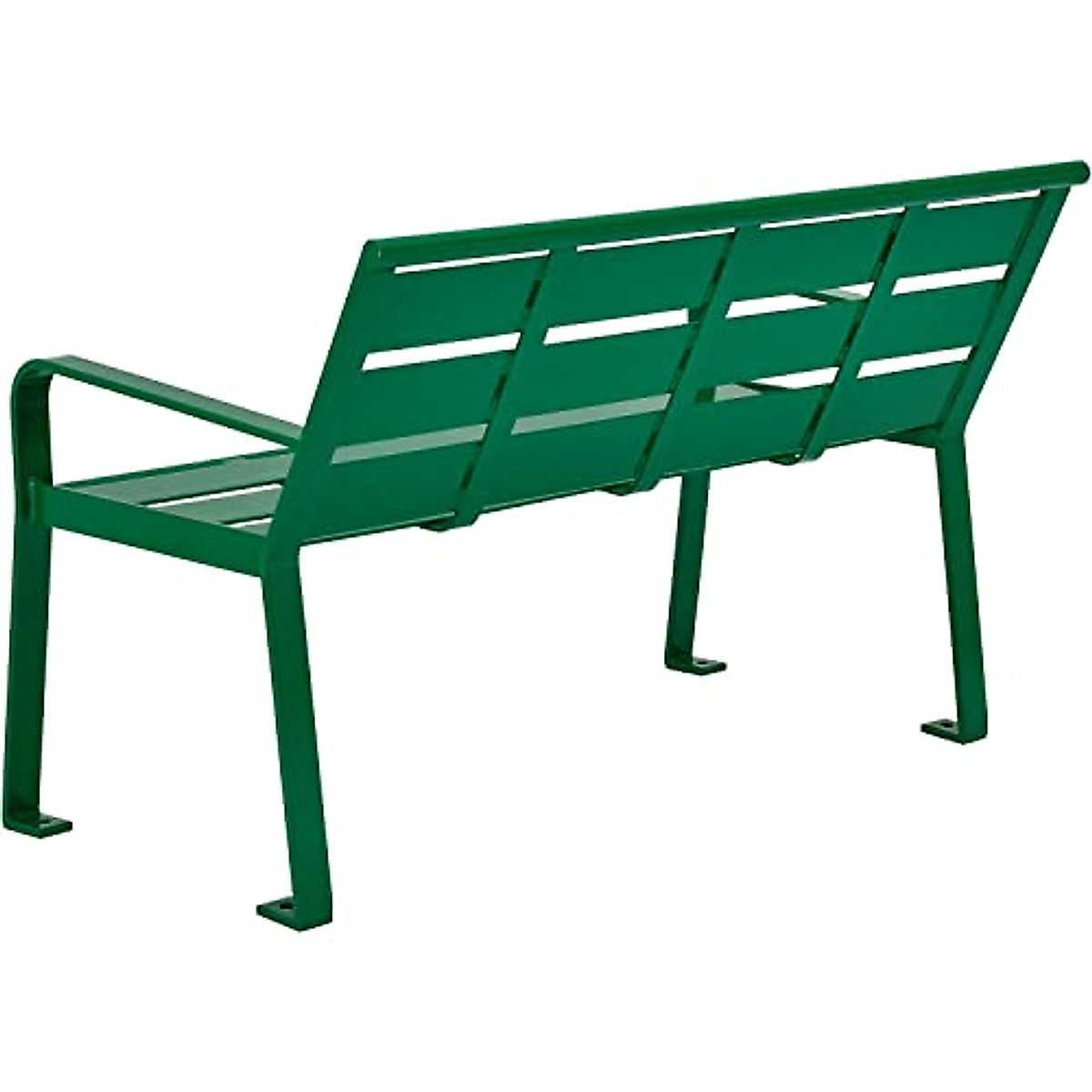 Global Industrial 4' Horizontal Steel Slat Outdoor Park Bench with Back, Green