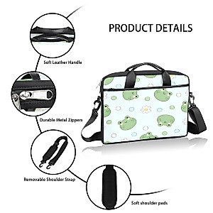 Laptop Bag for Women Men Waterproof Laptop Shoulder Bag 14-15.6 Inch Computer Messenger Bag Carrying Case (Cartoon Frogs)