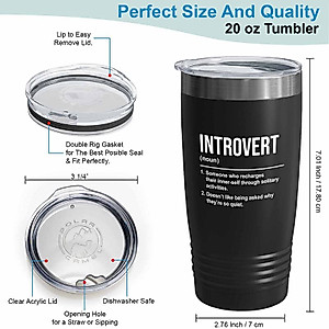 Funny Introvert Black Tumbler 20oz - Introvert definition - Creative Gifts for Adults I Hate Everyone Introvert Gifts Introvert Friends Introvert Coworker Introvert Work Bestie