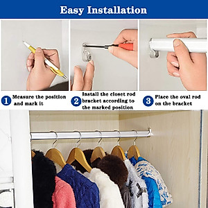 HDbonemu 4Pcs Wardrobe Bracket Zinc Alloy Closet Rod Holders 15mm x 30mm Oval Closet Rod End Supports (Single Hole) with Rear Facing 6.5mm Pins…