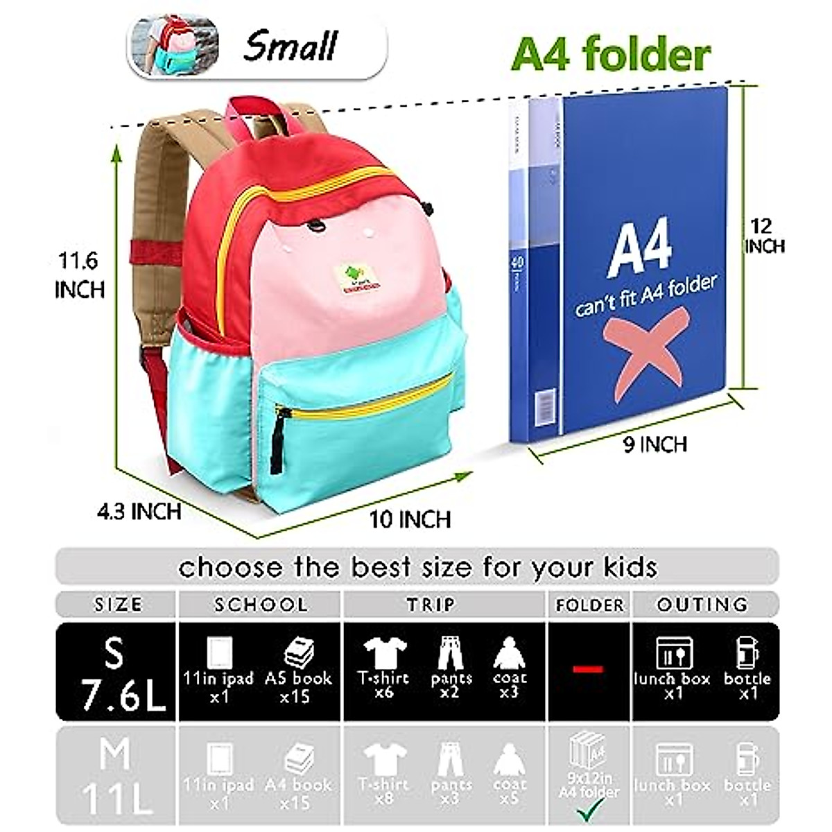 Preschool Toddler Backpack For Boys Girls, Toddler School Mini Backpack For School & Travel, Small Kids Child Backpacks, Preschool Kindergarten Elementary Toddler bag, 11" H, For Kids 2-4, Small