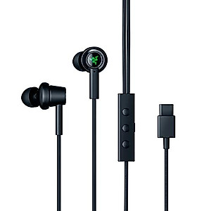 Razer Hammerhead USB-C Active Noise Cancellation (ANC) Earbuds DAC - Custom-Tuned Dual-Driver Technology - in-Line Mic & Volume Control - Aluminum Frame - Braided Cable - Matte Black