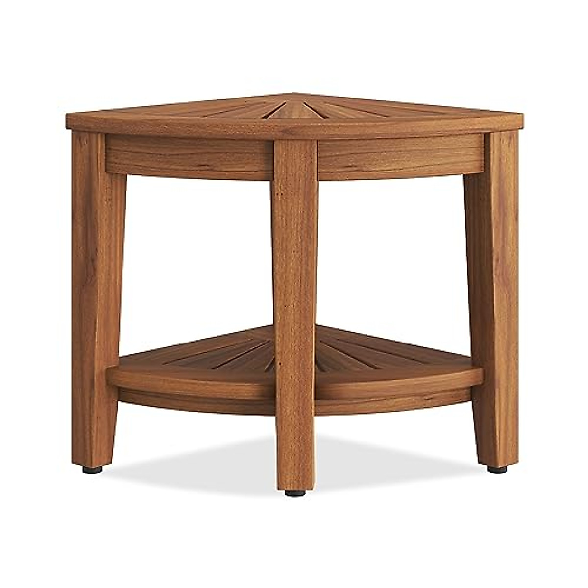 AquaTeak Floor Model - 15.5" Kai Corner Teak Shower Bench with Shelf
