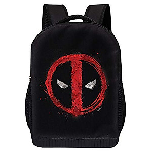 MARVEL COMICS CLASSIC DEADPOOL BACKPACK - MARVEL BLACK DEADPOOL 18 INCH AIR MESH PADDED BAG (Deadpool Logo Spray 2)