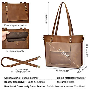 S-ZONE Women Genuine Leather Tote Bag Bundle with Elegant Shoulder Bucket Purse