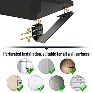 NiHome Black Floating Shelves for Wall Decor Industrial Wall Shelves for Storage Bedroom Hanging Bathroom Shelf Floating Bookshelf Set of 3