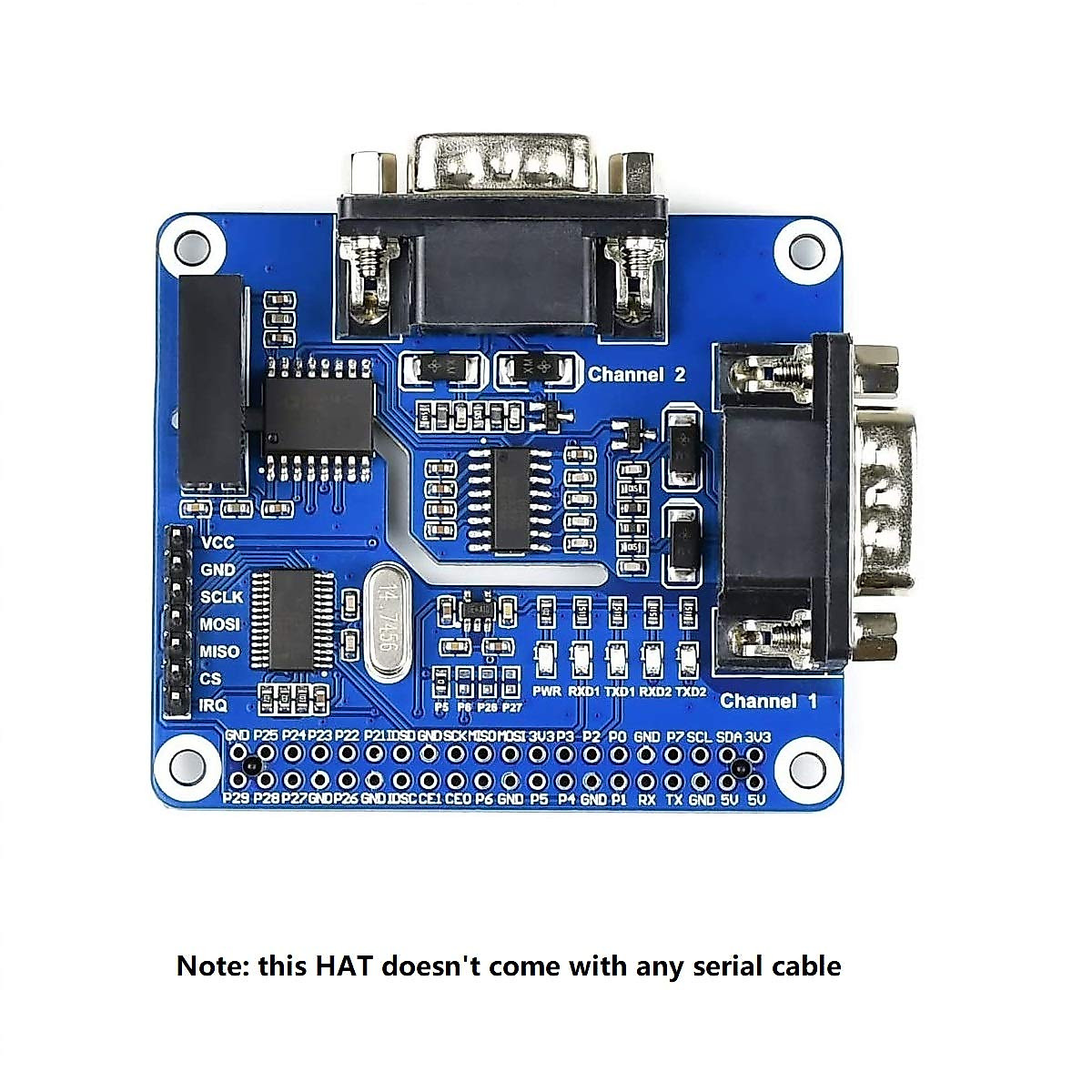 waveshare 2-Channel Isolated RS232 Expansion HAT for Raspberry Pi Model 4 B/3B+/3B/2B/B+/A+/Zero/Zero W Adopts SC16IS752+SP3232 Combination, Converts SPI to RS232, Data Rate up to 921600bps