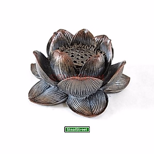 SUMMIT COLLECTION Eastern Enlightenment Lotus Flower Meditation Incense Burner, Zen Buddhist Home Décor
