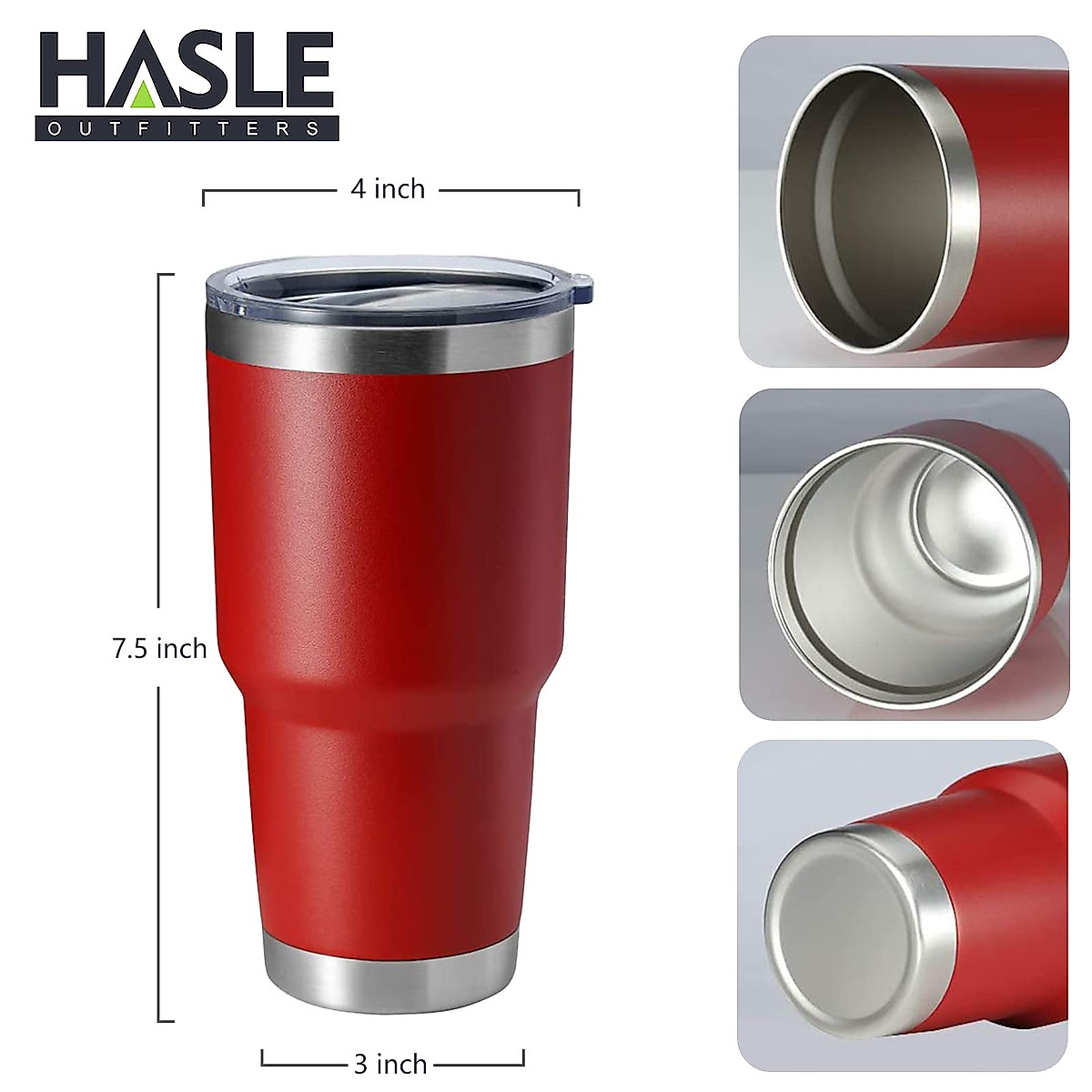 HASLE OUTFITTERS 30oz Stainless Steel Tumbler, Double Wall Vacuum Insulated Travel Mug Tumbler, Durable Insulated Coffee Mug, Gift Box Set (Red, 8)