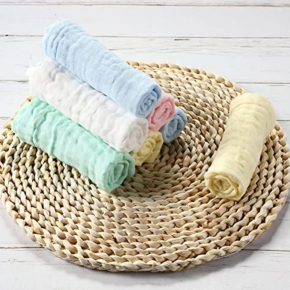 30 Pcs Baby Natural Cotton Burp Cloths Baby Wipes Soft Newborn baby face Towel Absorbent muslin washcloth for Bath Shower, 12 x 12 Inches
