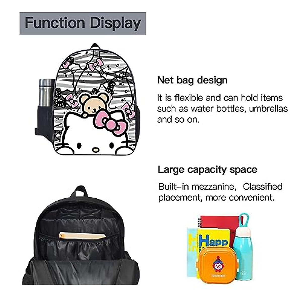 BESHT Cute Cartoon Kitty Backpack Kids Backpack Casual Bags Schoolbag For Girl Gift CAT3-One Size