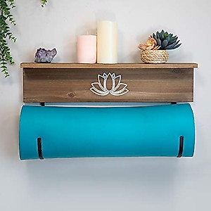 Stratton Home Decor Yoga Mat Holder Wall Shelf, Large, Brown