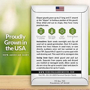Survival Garden Seeds - Dipper Gourd Seed for Planting - Packet with Instructions to Plant and Grow Birdhouse Gourds in Your Home Vegetable Garden - Non-GMO Heirloom Variety