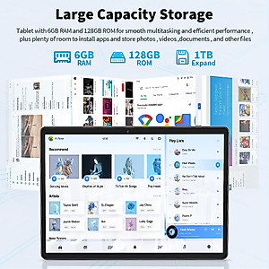 RliyOliy Tablet with Keyboard, 2 in 1 Tablet, 6GB+128GB, 1TB Expand, Android 13 Tablet, 10 inch Tablet with Case, Mouse, Stylus, 8000mAh Battery, 2.4G/5G WiFi, GPS, Certified Tablet PC