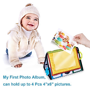 High Contrast Floor Activity Mirror with Soft Baby Photo Album and Teethers | Tummy Time Play | Black and White Baby Toys for Newborn Infant Toddler