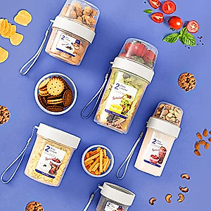 WXOIEOD 3 Pieces Breakfast Container Cups for Kids Adults, Large Capacity Clear Refillable Cereal Cup Portable Empty Containers Fruit Yogurt Oatmeal Cold Drinks Storage Box (150ml, 330ml,560ml), Grey