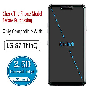 HPTech 2-Pack Compatible for LG G7 ThinQ Screen Protector Tempered Glass, 9H Hardness, Bubble Free, Case Friendly
