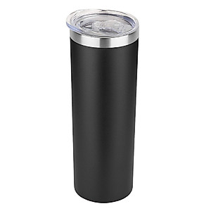 HASLE OUTFITTERS 20 oz Skinny Tumbler, Stainless Steel Insulated Slim Tumbler with Lid, Reusable Double Wall Travel Coffee Mug, Durable Powder Coated Travel Water Cup(Black, 1)