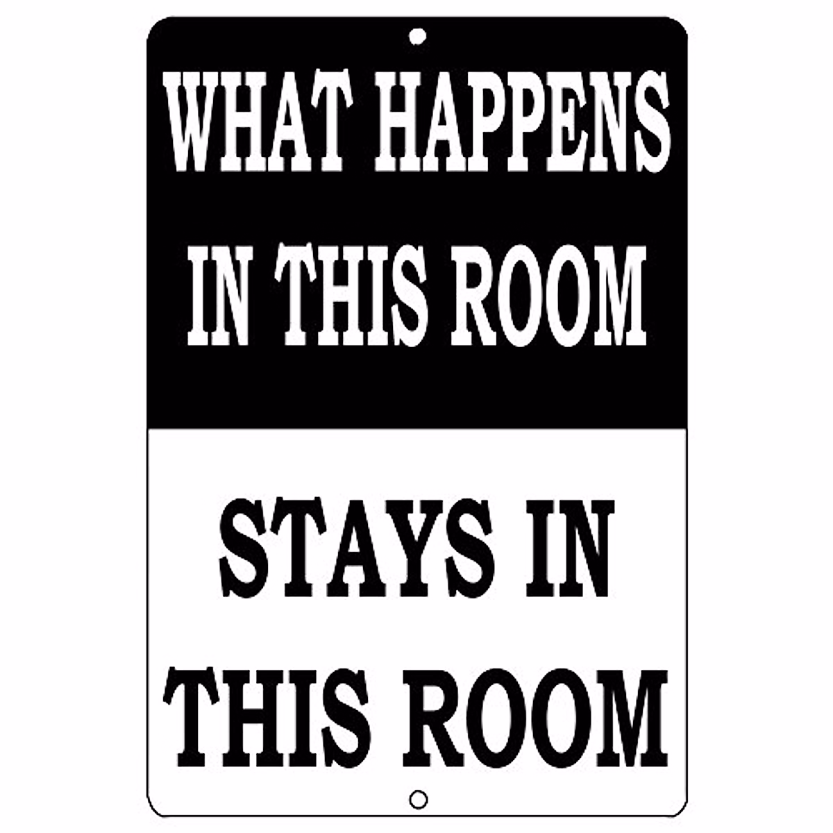Rogue River Tactical Funny Metal Tin Sign, 12x8 Inch, Wall Décor -Man Cave Bar Home Bedroom Door What Happens in This Room Stays in This Room