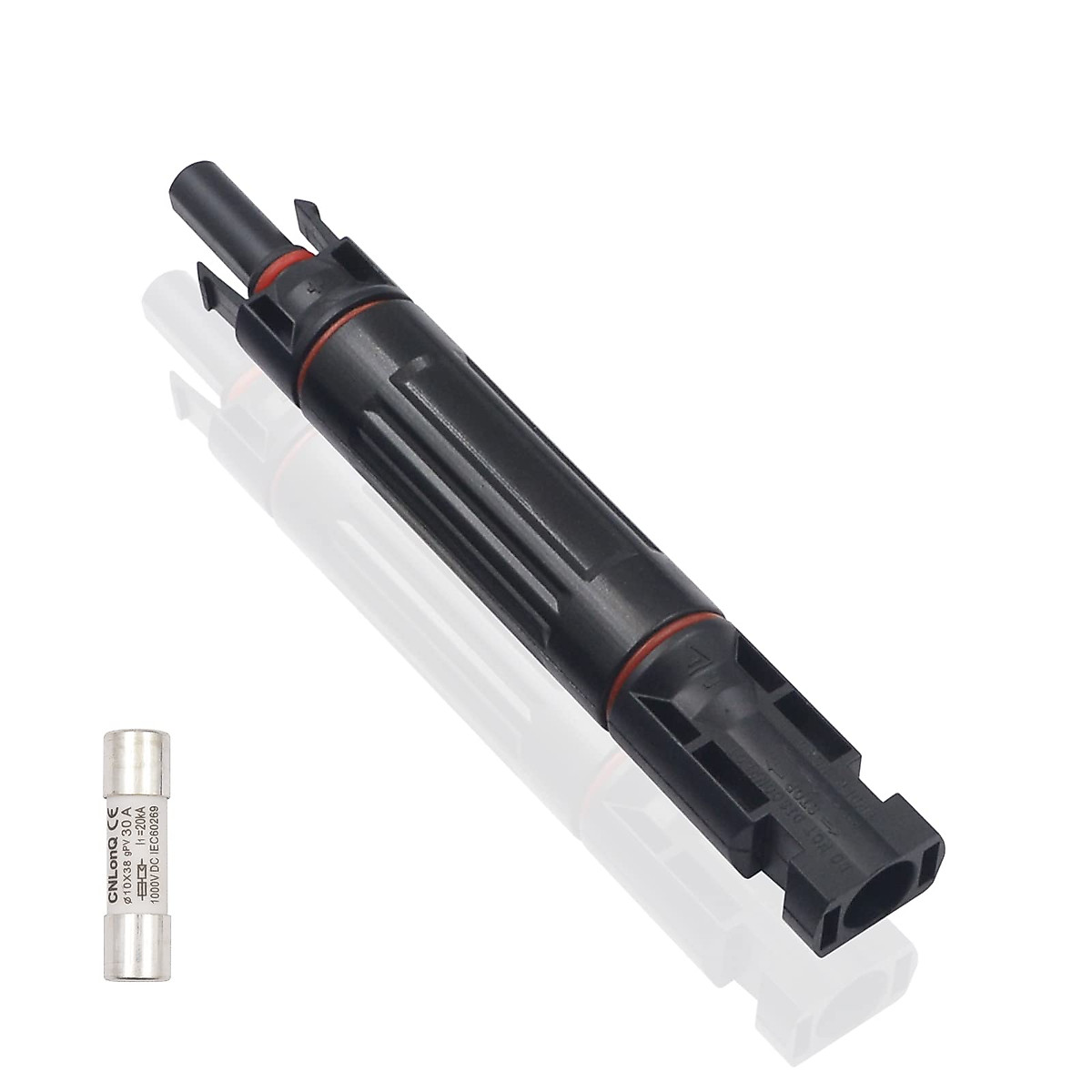 Poyiccot 30A Solar Inline Fuse Holder Connector, 1000V DC Waterproof in-line Fuse Holder, Solar Fuse Connector for Solar Panel and Solar Controller, with 10X38mm Fuse, 1pcs