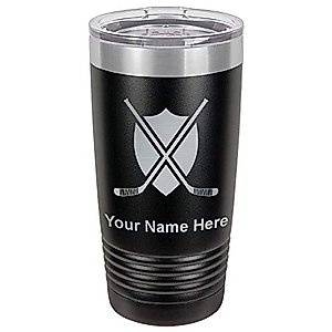 LaserGram 20oz Vacuum Insulated Tumbler Mug, Hockey Sticks, Personalized Engraving Included (Black)