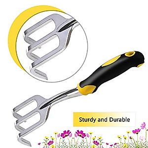 FEBSNOW Garden Tool Set - 5 Pieces Heavy Duty Gardening Hand Tools Kit Include Garden Trowel, Garden Rake, Spade Shovel, Weeder, Cultivator for Men, Women