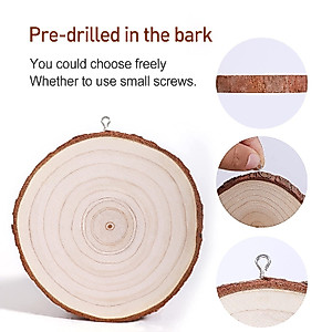Natural Wood Slices 20Pcs 2.8-3.1 in Unfinished Wood Kit with Screw Eye Rings, Complete Wood Coaster, Wooden Circles for Crafts Wood Christmas Ornaments
