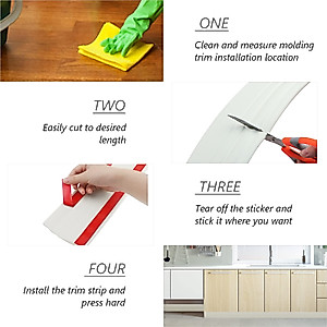 Flexible Peel and Stick Rubber Wall Base Cove Base Moulding Trim, 4 Inch Vinyl, Beige (16.4FT)